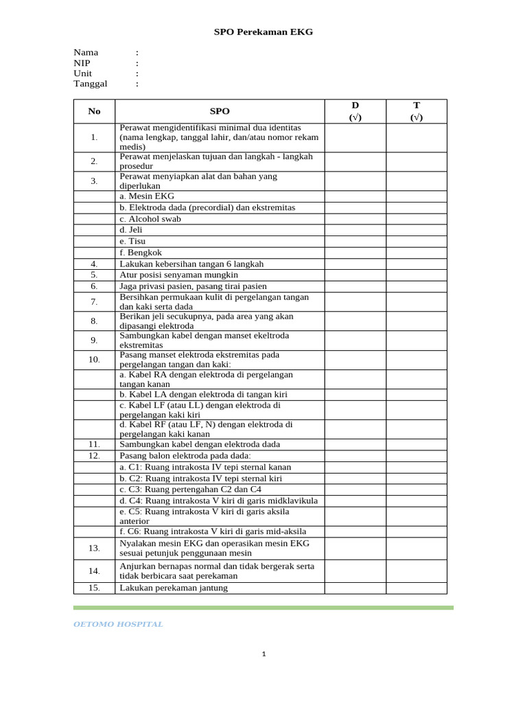 FORM Ujikom SPO Perekaman EKG(1) | PDF