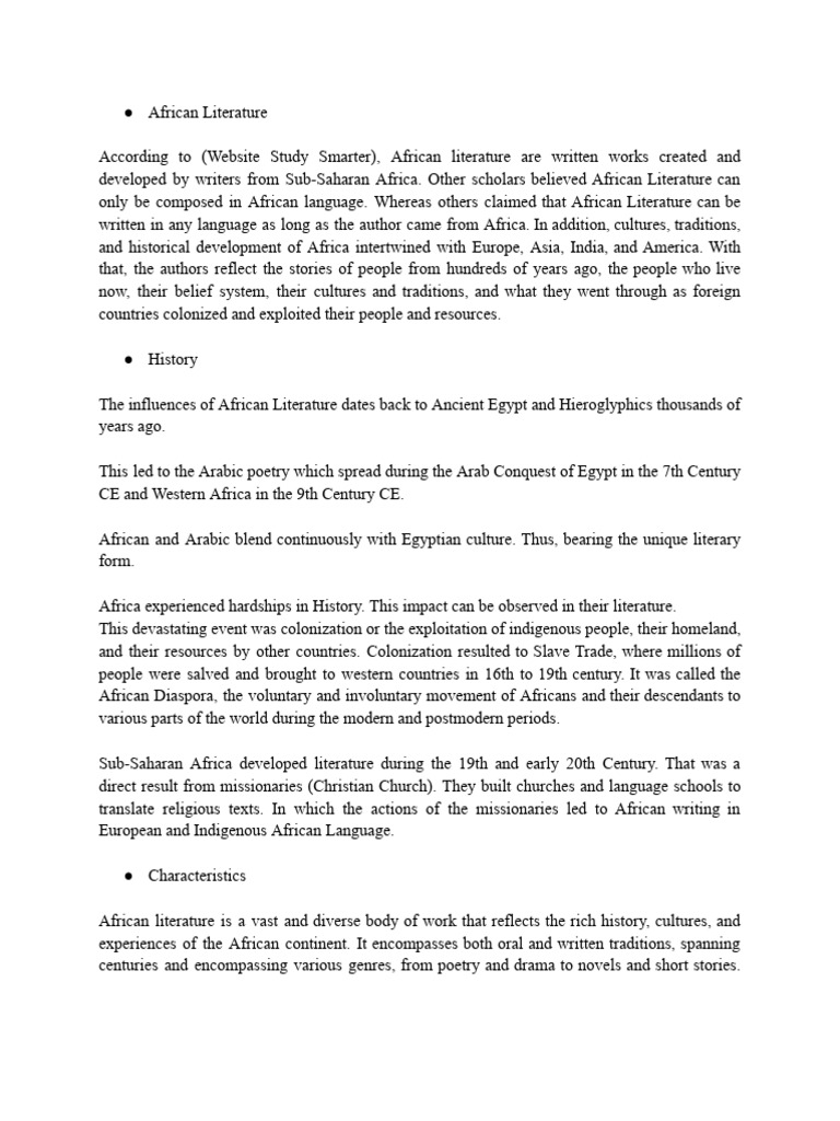 Overview of African Literature Types | PDF | African Literature