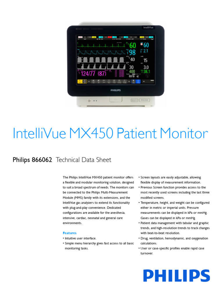 Philips Intellivue mx450 Patient Monitor | PDF