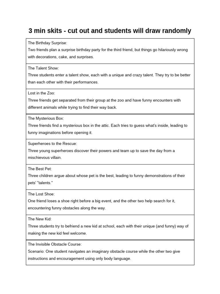 3 Min Skits | PDF