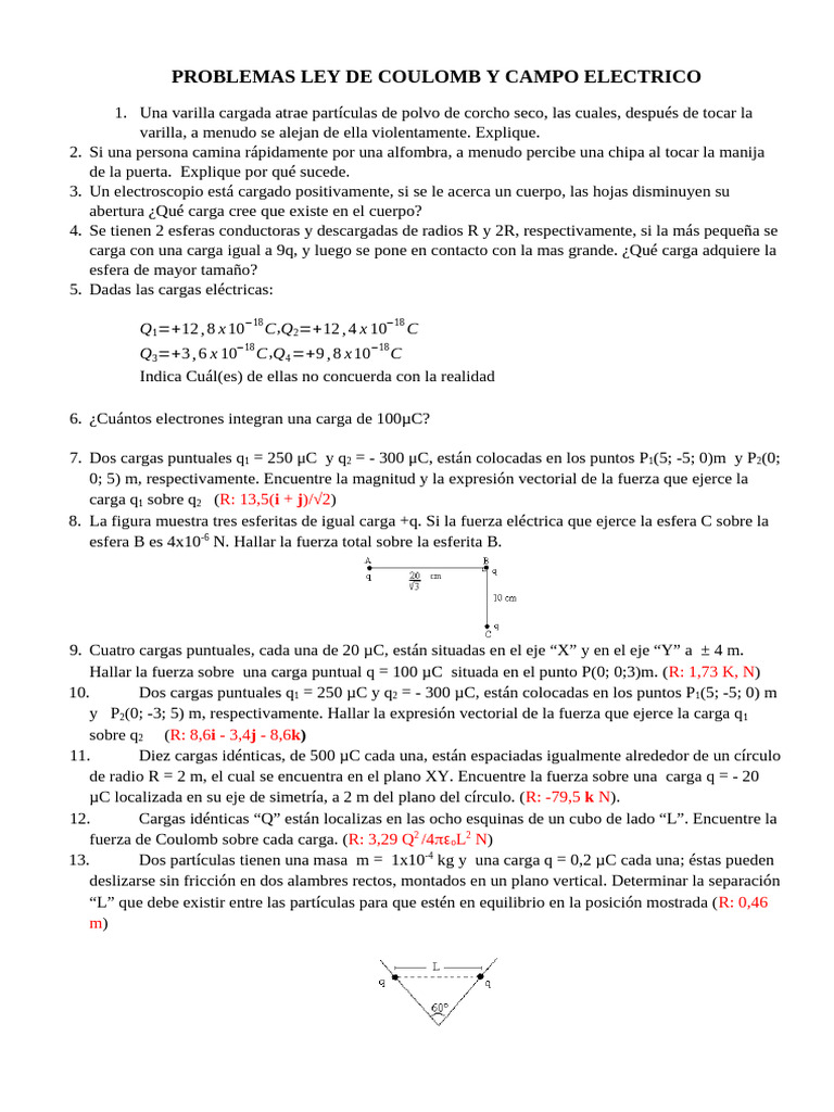 Practica 01 Ley de Coulomb y Campo Electrico | PDF