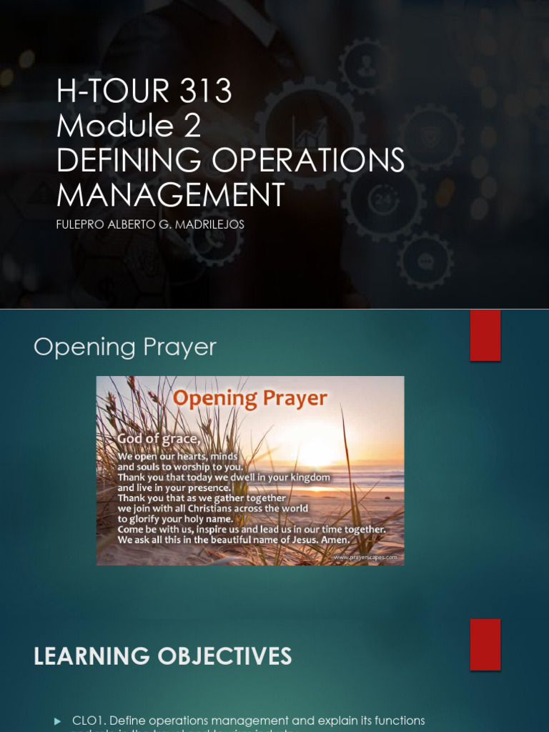 Module 2 DEFINING OPERATIONS MANAGEMENT | PDF