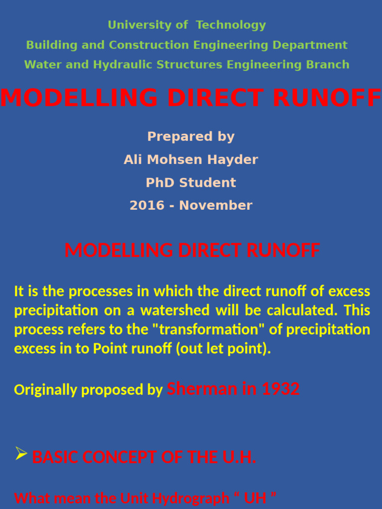 Unit Hydrograph-Ali Moohsen Hayder | PDF