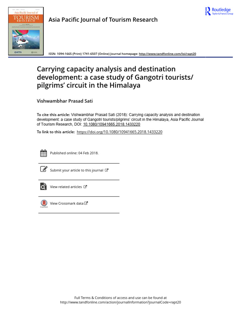 Carrying Capacity Analysis and Destination Develop - Himalaya Case | PDF