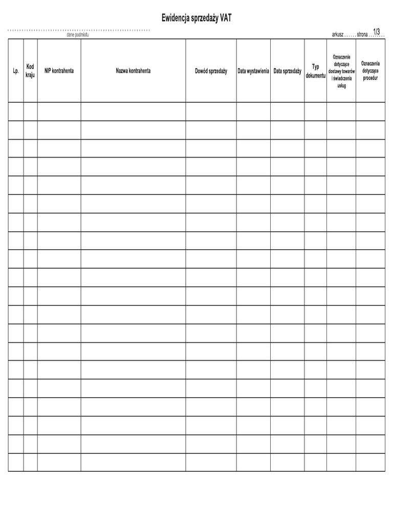 Ewidencja Sprzedazy Vat | PDF