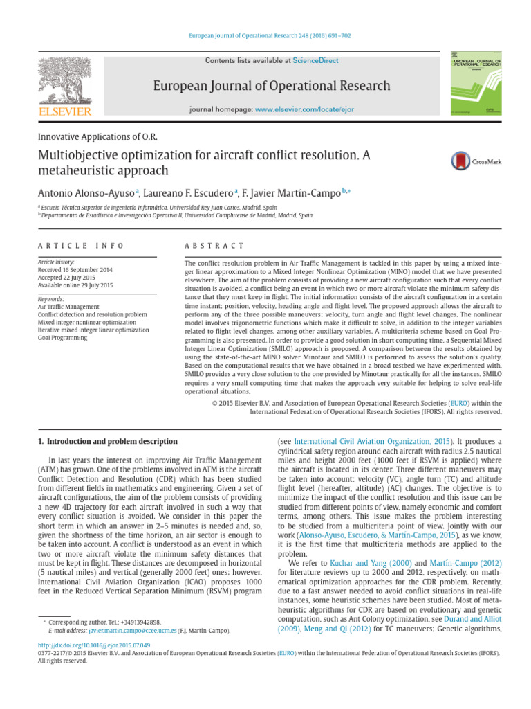 Multiobjective Optimization For Aircraft Conflict Resolution-Alonso ... Multiobjective Optimization For Aircraft Conflict Resolution-Alonso ...