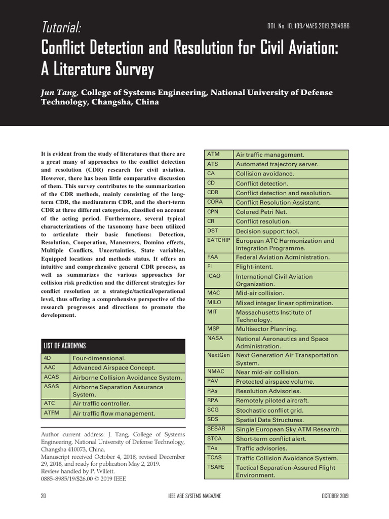 Civil Aviation Conflict Detection Survey | PDF | Air Traffic Control ...