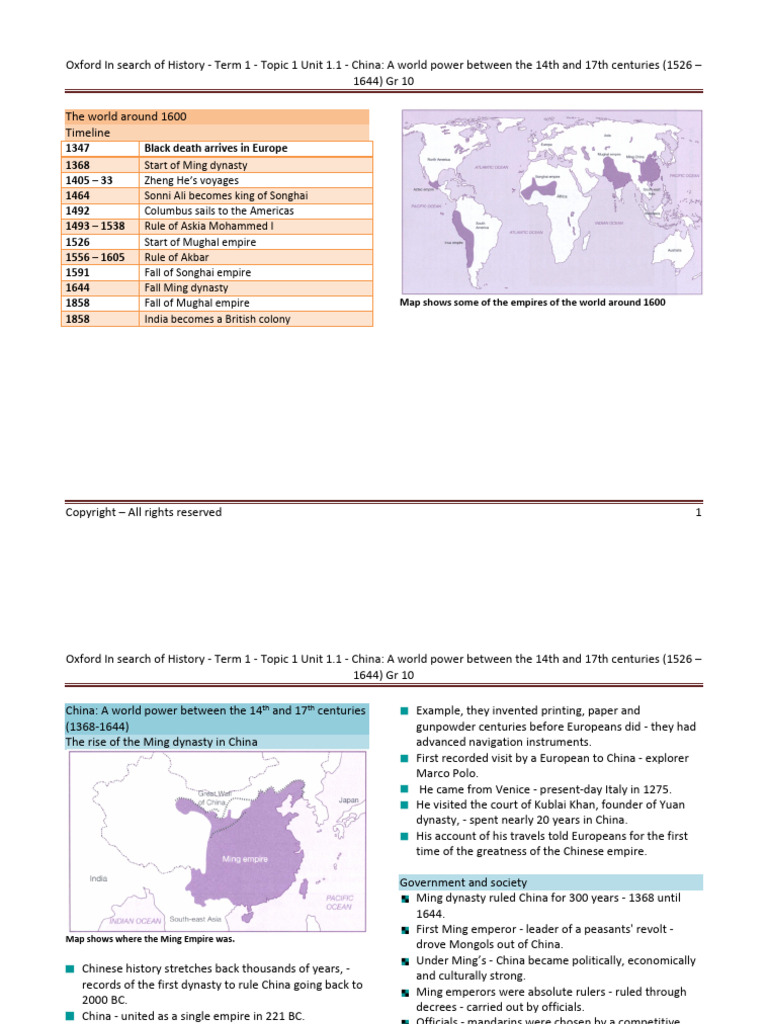 China as a Global Power: 14th-17th Century | PDF | China | History