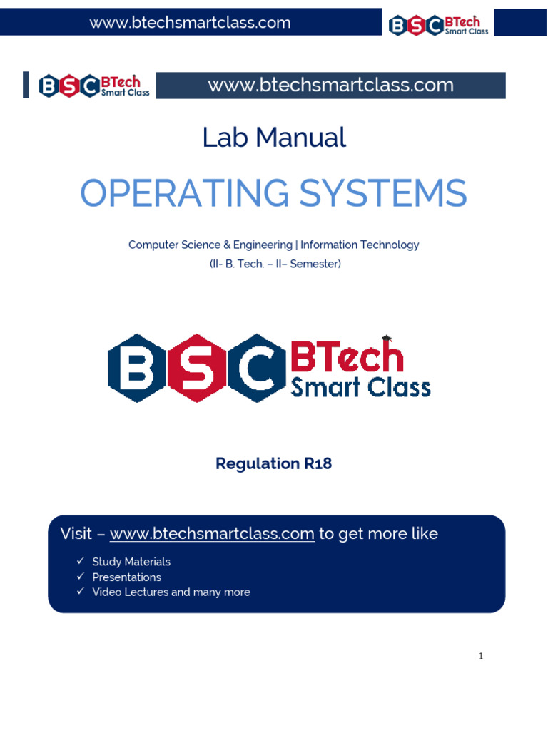 Operating System Lab Manual R18 JNTUH | PDF