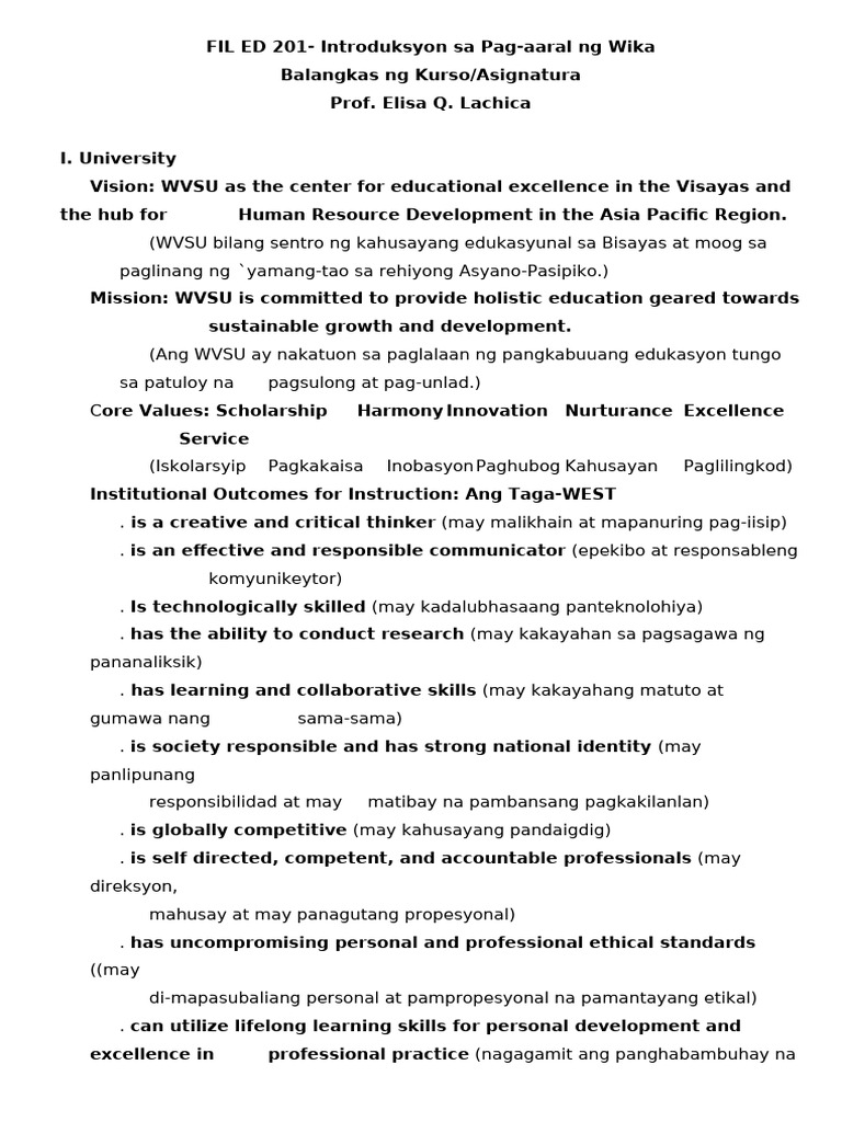 Balangkas NG Kurso | PDF
