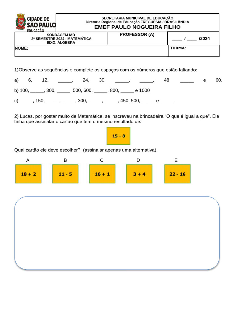 Iad - Matemática - Eixo Álgebra | PDF