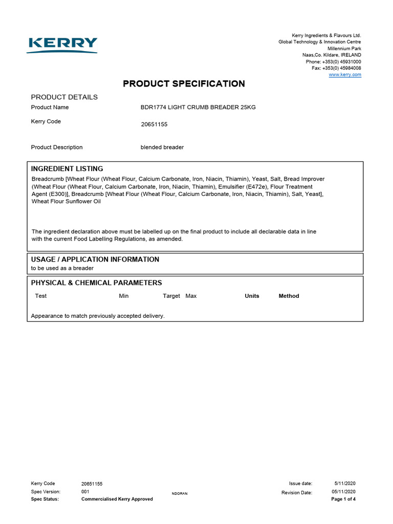 Light Crumb Breader 25KG) | PDF | Nut (Fruit) | Bread Crumbs