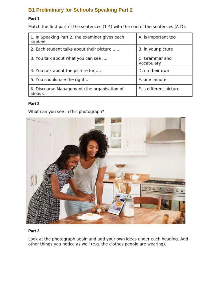 B1 Preliminary For Schools Speaking Part 2 | PDF