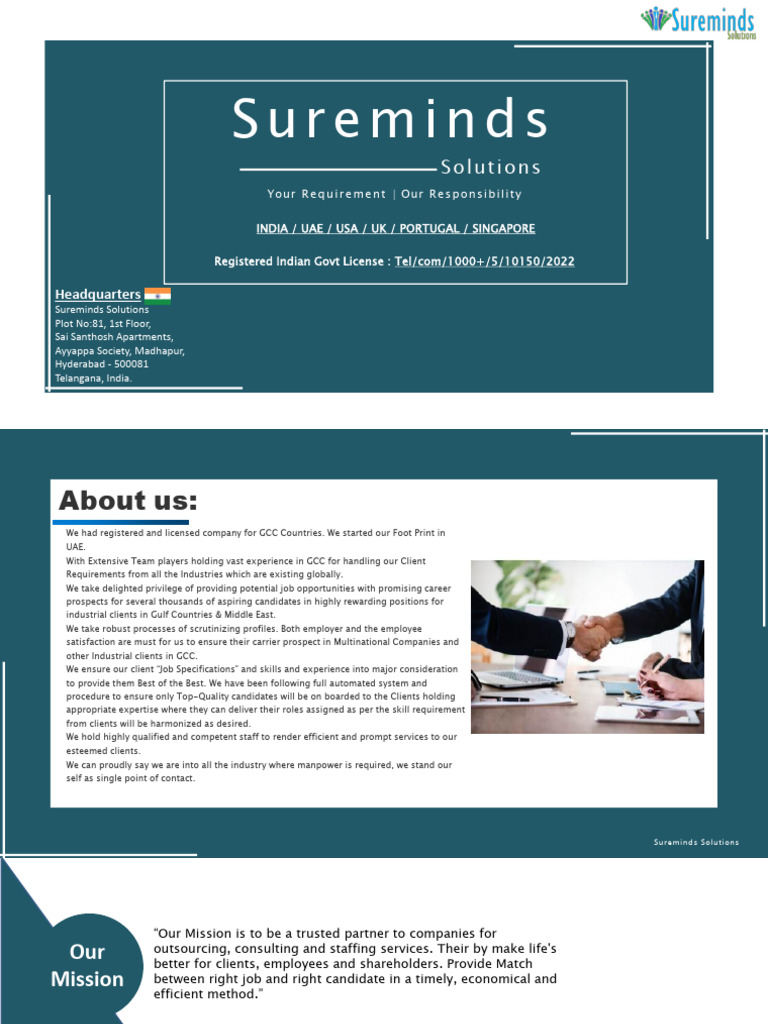 Sureminds Solutions PVT LTD - Corporate Presentation 2023 | PDF