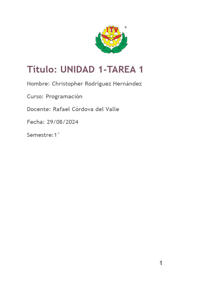 Tarea 1 Programacion | PDF