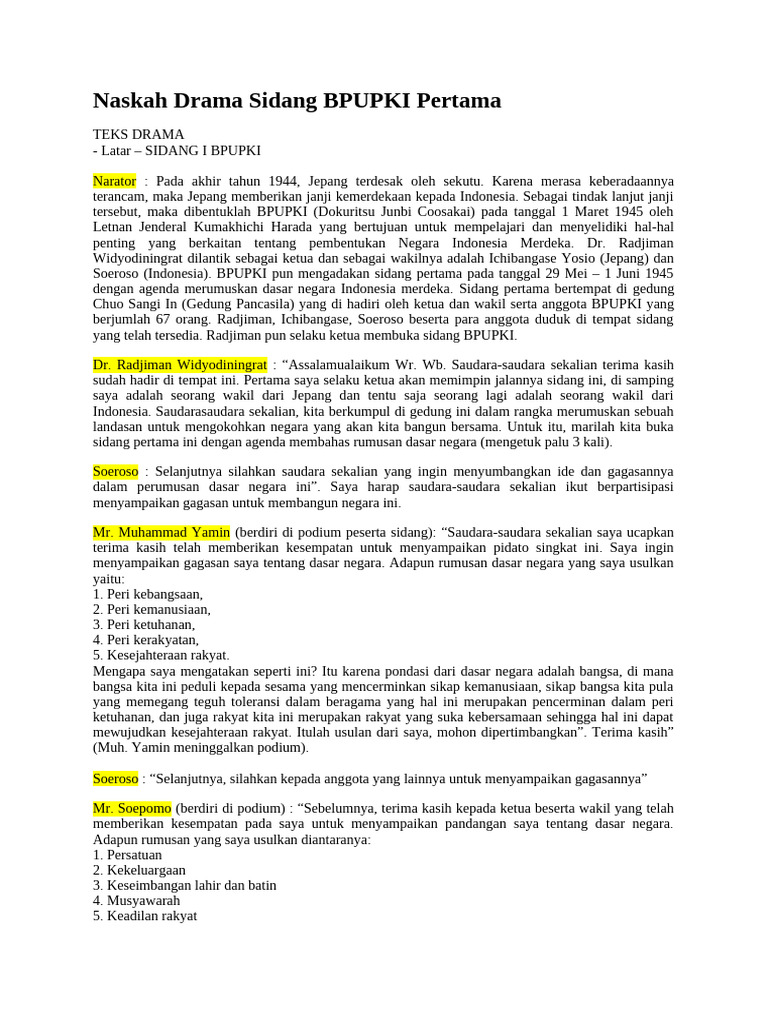 Naskah Sidang BPUPKI | PDF