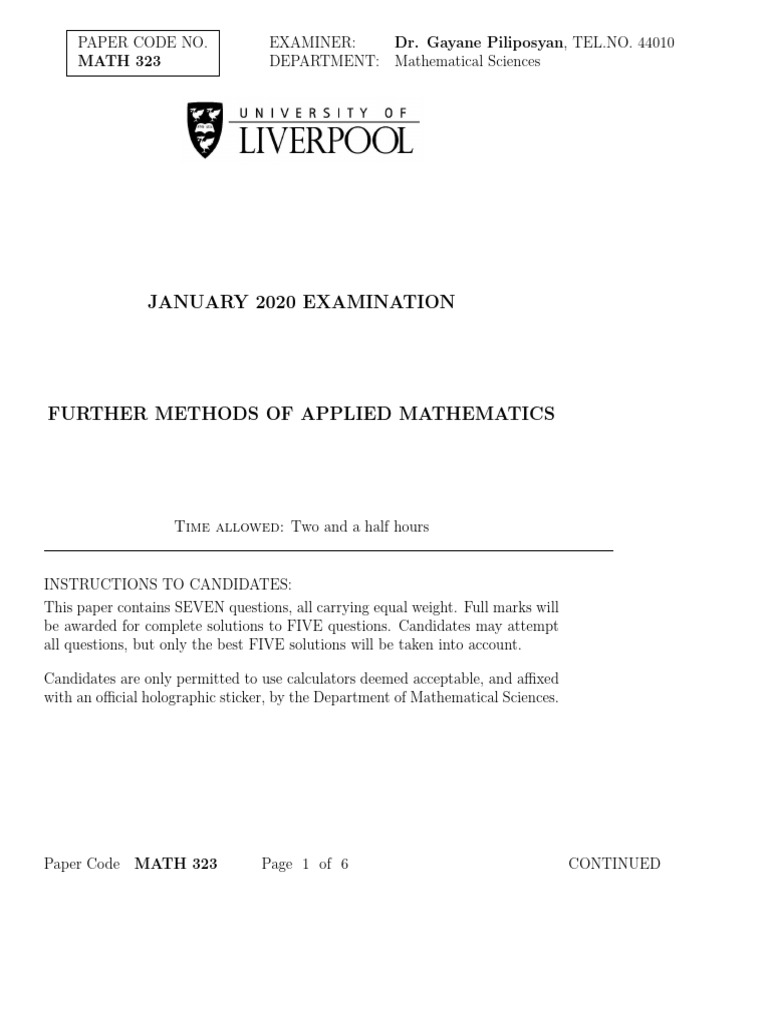 2020 January Exam Paper | PDF