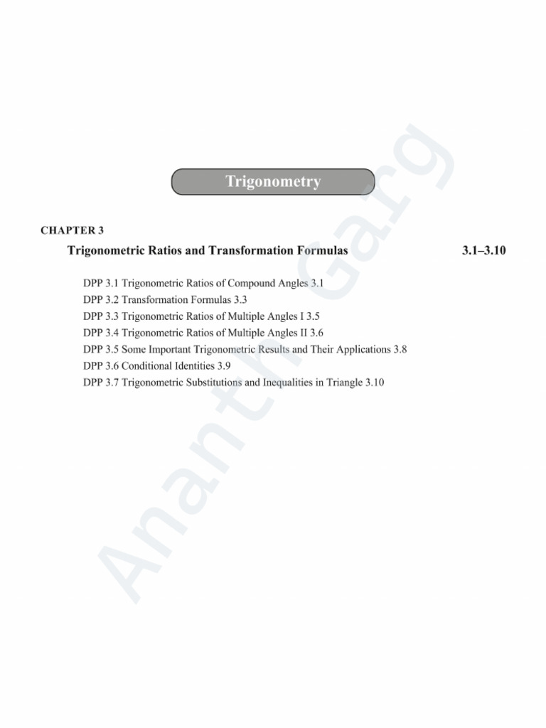 Trigonometric Ratios and Transformation Formulas DPP | PDF