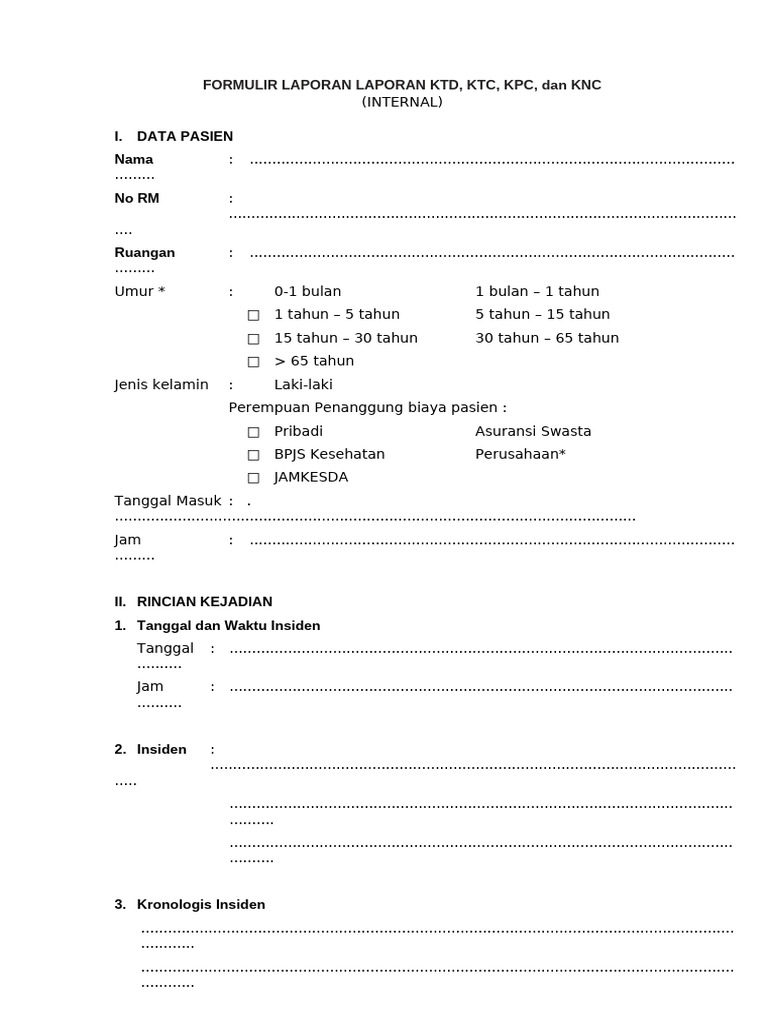 FORMULIR LAPORAN KASUS IKP | PDF