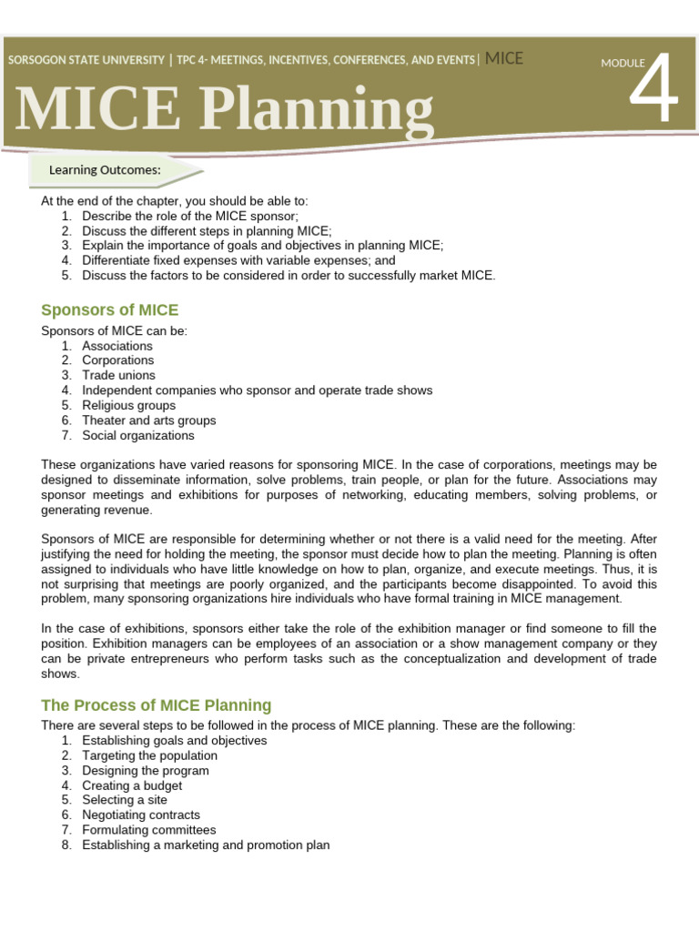 Module-4-MICE-Planning | PDF