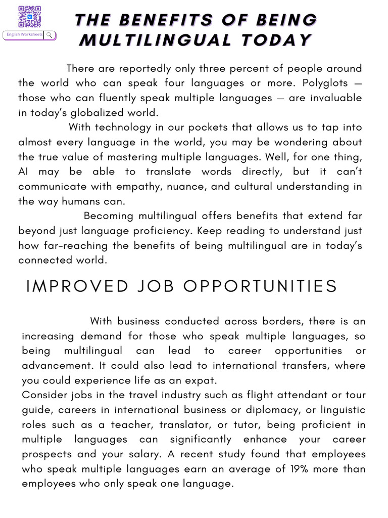The Benefits of Being Multilingual Today | PDF