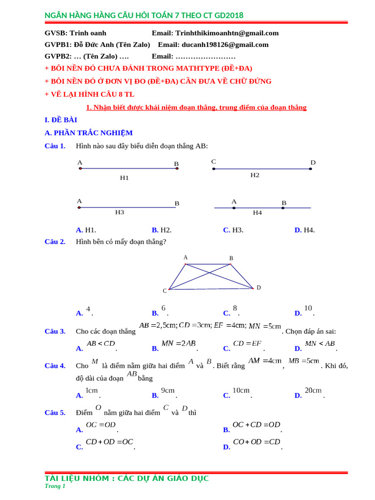 NHCH TOAN6 71 Nhan Biet Duoc Doan Thang, Trung Diem Doan Thang - Trinh Oanh (PB2) | PDF