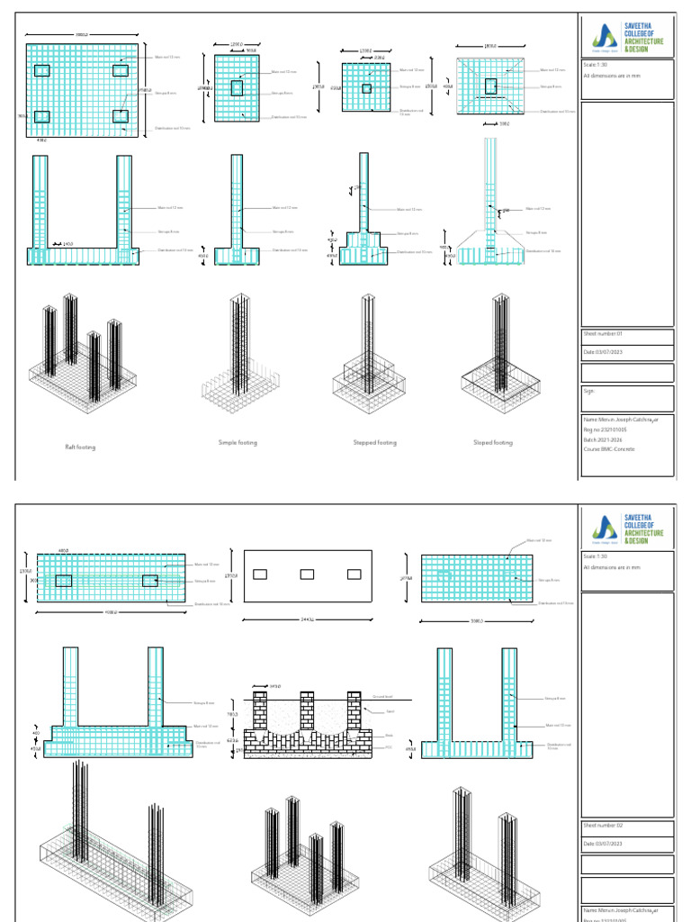 Raft Footing Simple Footing Stepped Footing Sloped Footing: Scale:1:30 ...