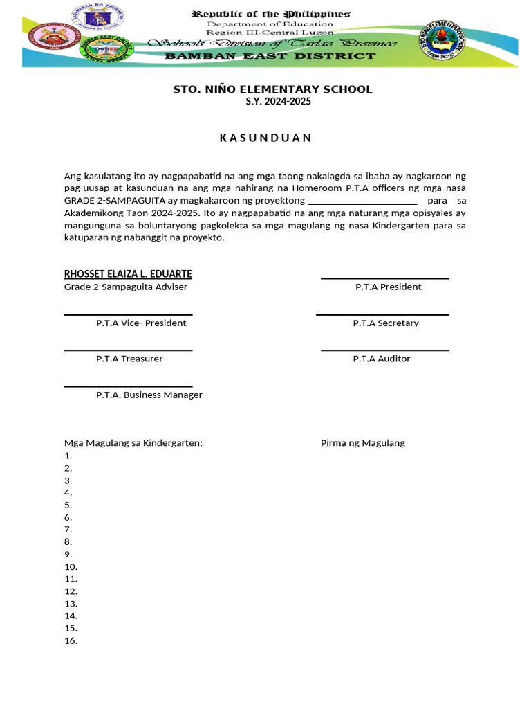 Kasunduan-PTA-PROJECT | PDF
