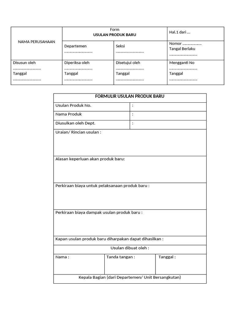 F. Usulan Produk Baru | PDF