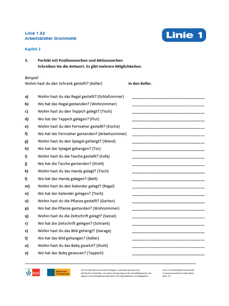 Grammatik Kopiervorlagen L1 A2 HU6.2 | PDF