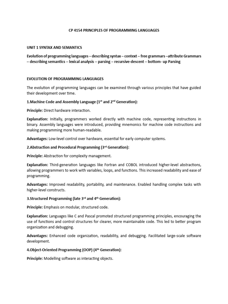 Unit 1 Syntax And Semantics Pdf