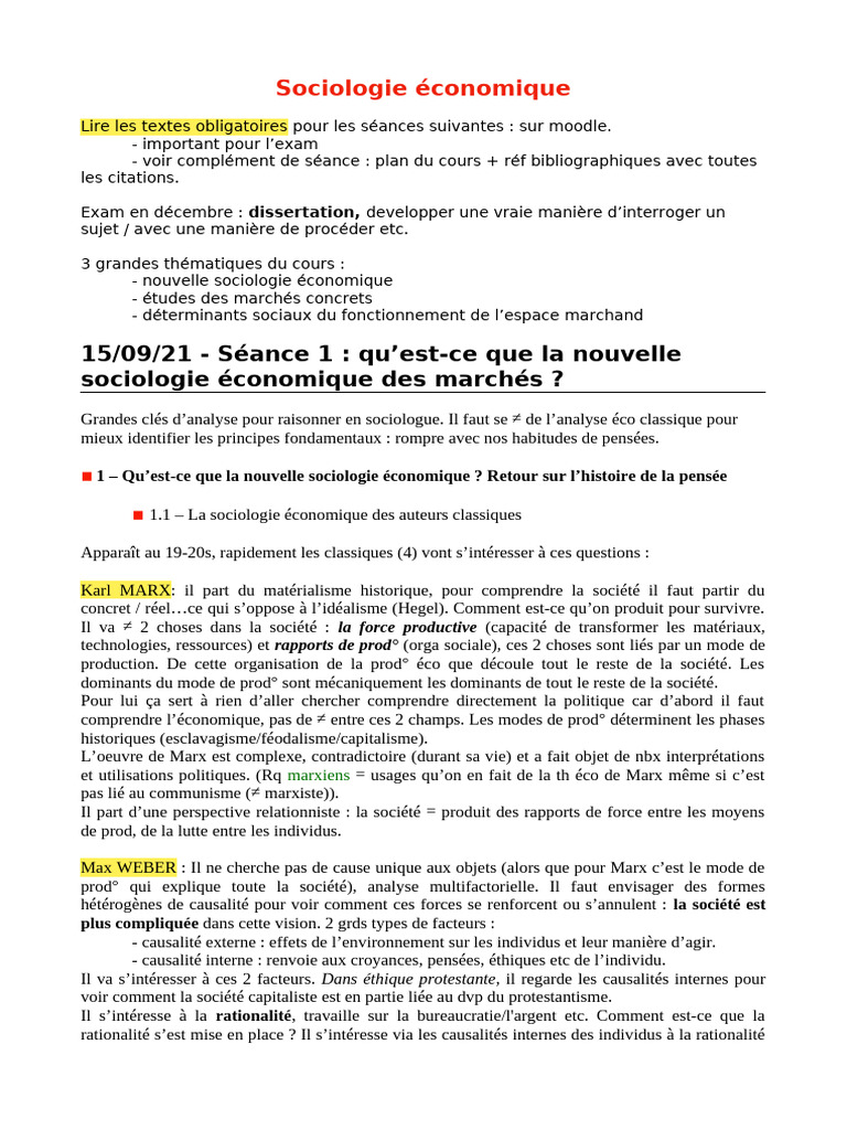 Socio Eco Cours Complet | PDF