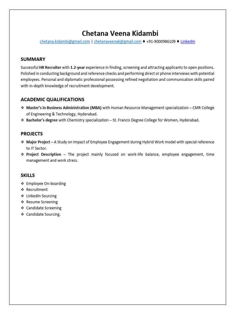 Chetana Veena - Resume 1 (Upd) | PDF