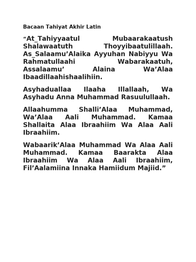 Bacaan Tahiyat Akhir Latin | PDF
