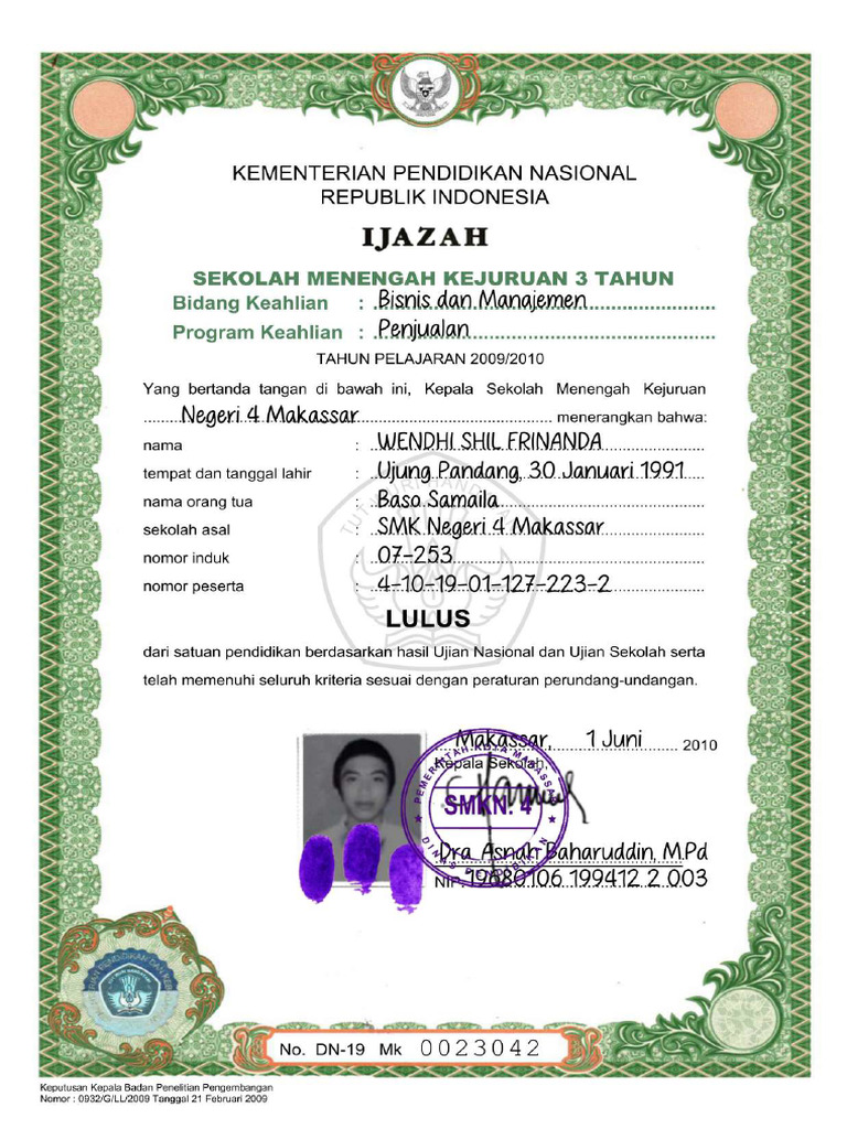 Ijazah SMK 2010 | PDF