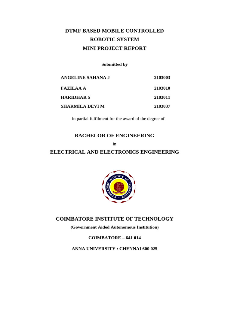DTMF Robot Report Final | PDF