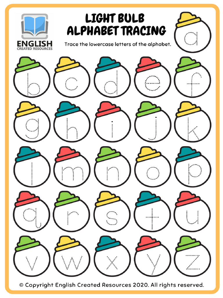 Light Bulb Alphabet Tracing Lowercase | PDF