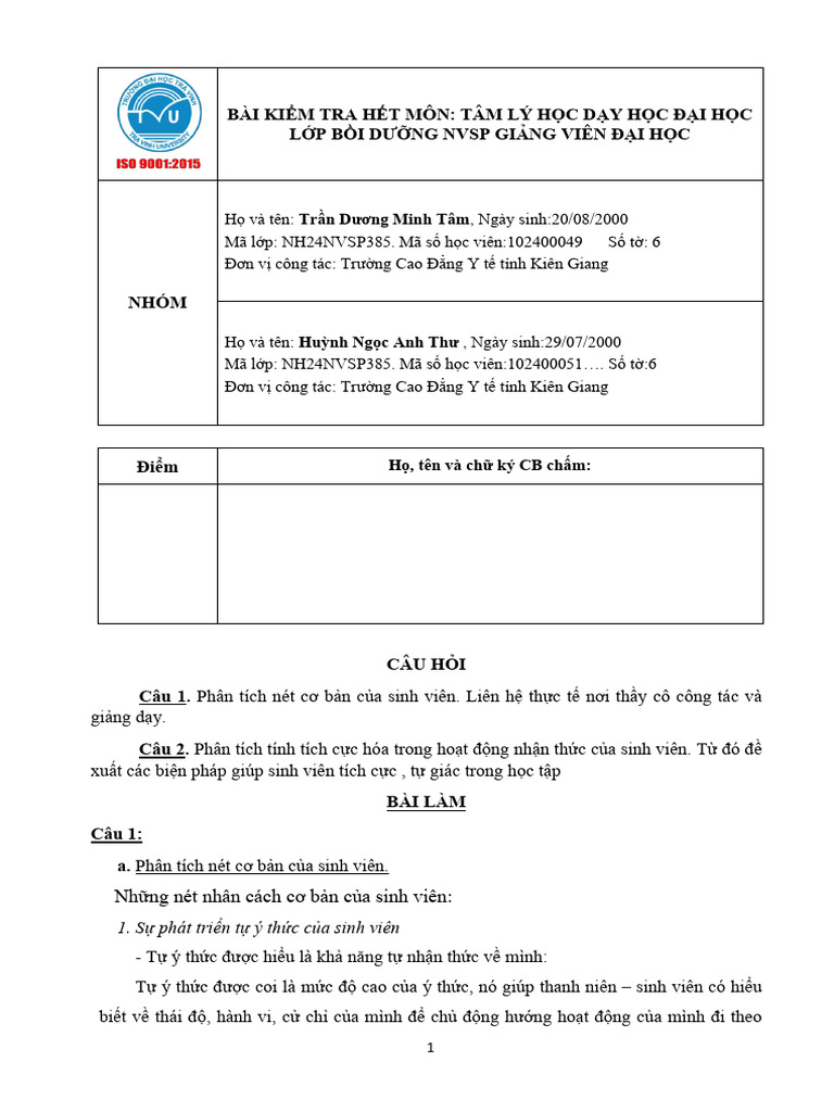 BAI KIEM TRA nhóm 2 | PDF