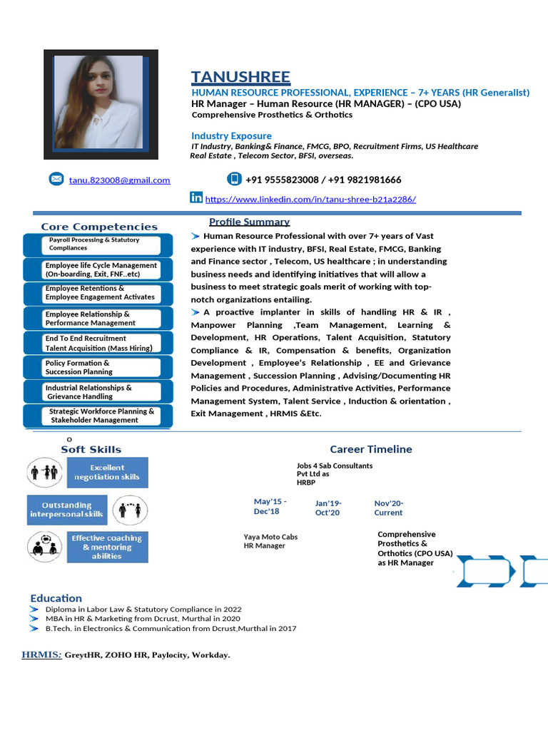 Tanushree - HR - 7 Years - HR Generalist IT-3 | PDF
