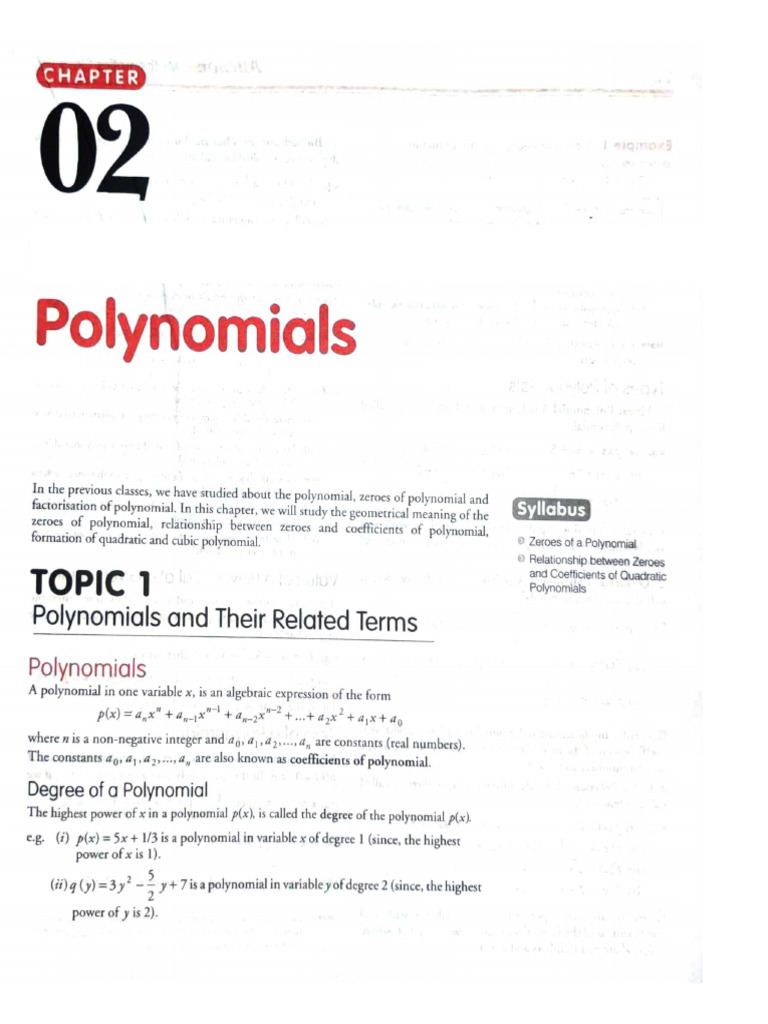 Polynomials Grade 10 | PDF