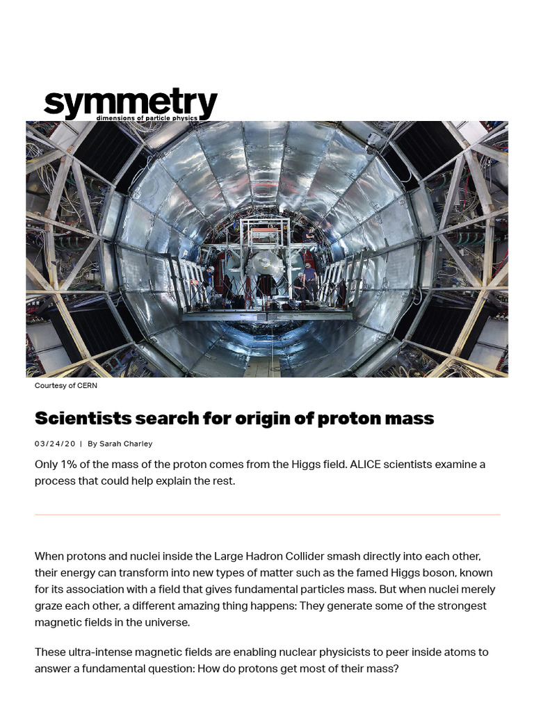 Scientists Search For Origin of Proton Mass - Symmetry Magazine | PDF