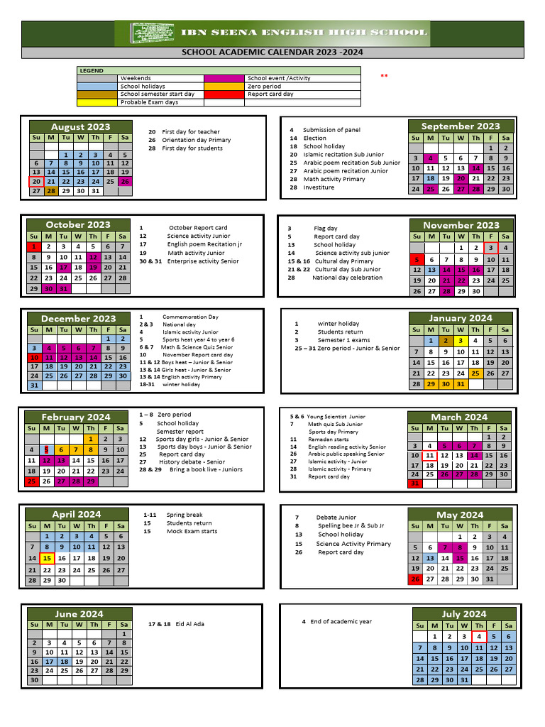 School Academic Calander 2023-24 | PDF