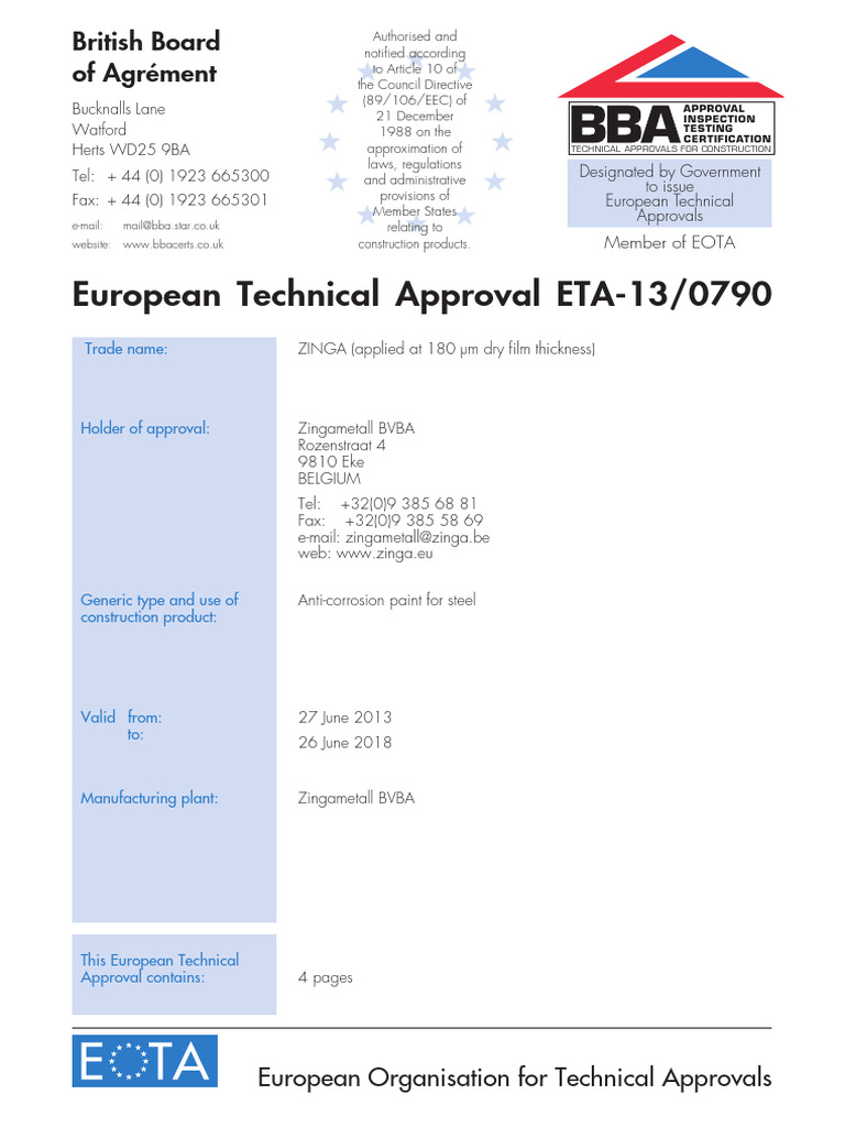 1.7 - European Technical Approval (ETA) - Old One | PDF