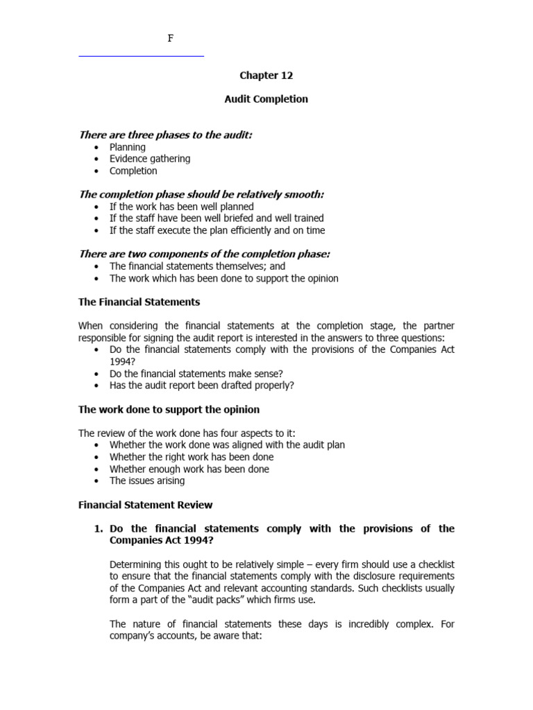 Chapter 12 - Audit Completion | PDF