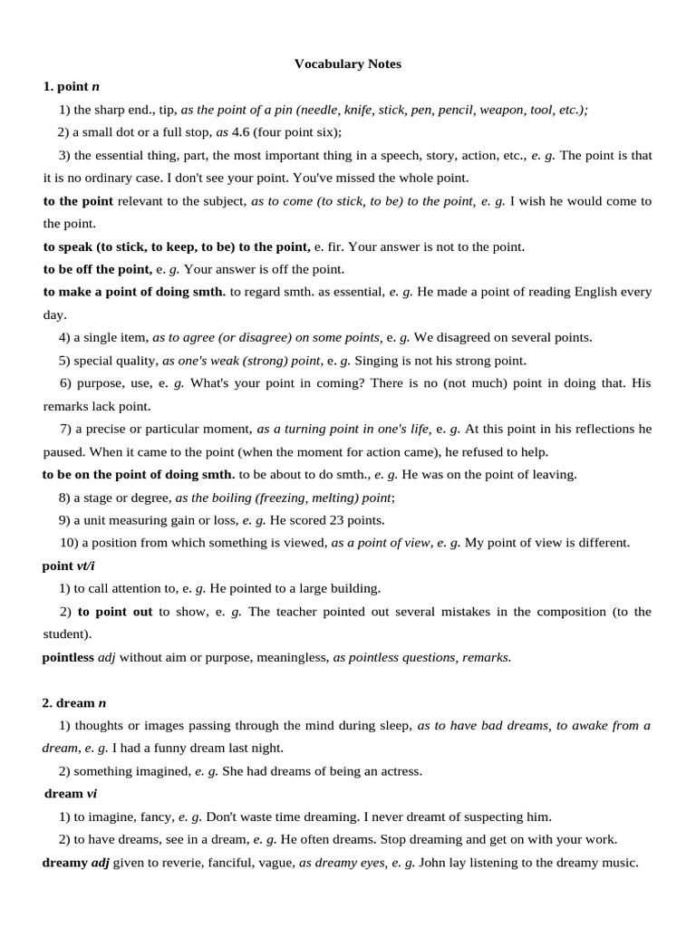 Vocabulary Notes L2 | PDF