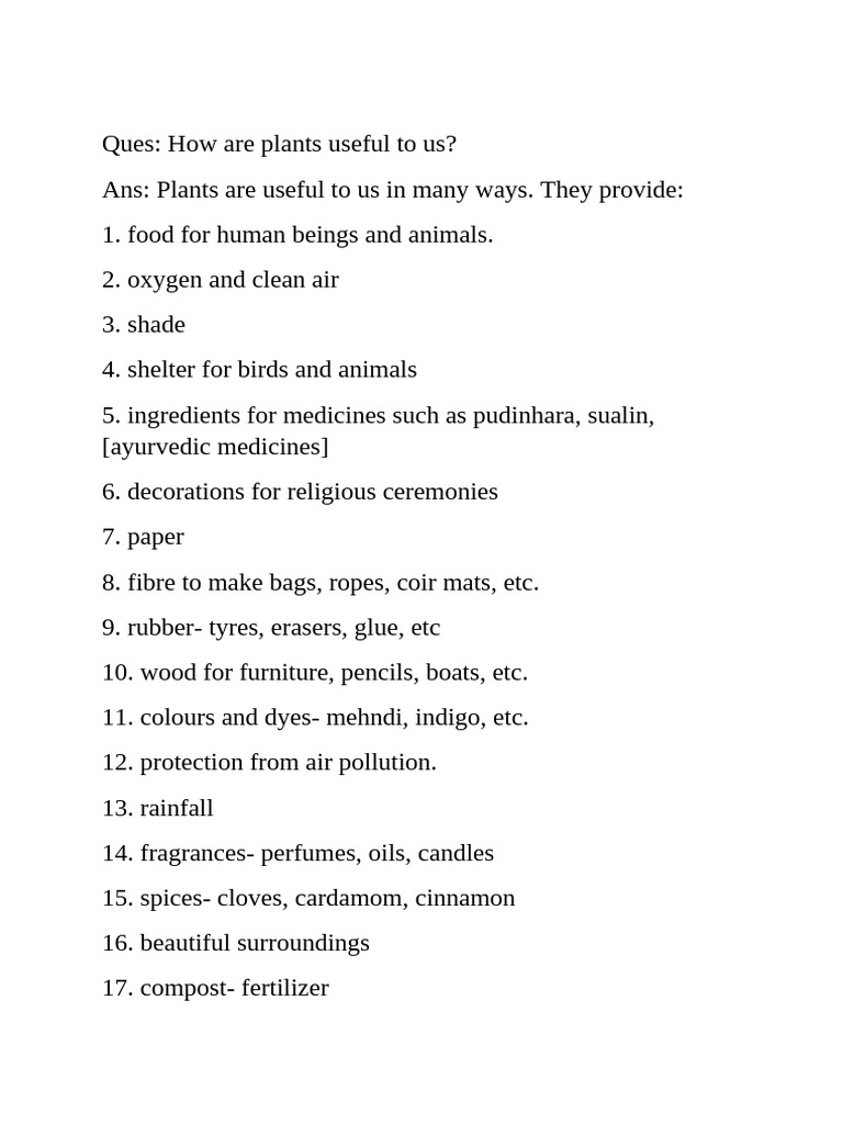 Evs Notes Uses of Plants | PDF