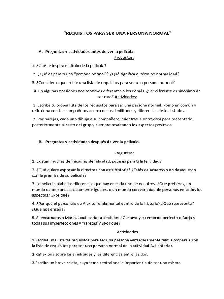 Requisitos para Ser Una Persona Normal | PDF