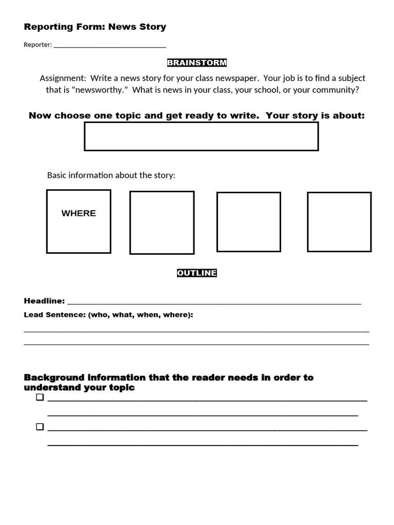 News Story Reporting Form | PDF