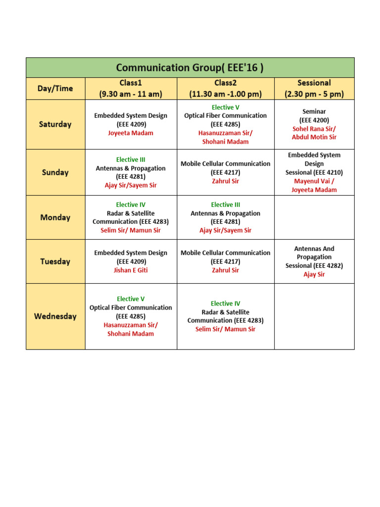 Class Routine Communication | PDF