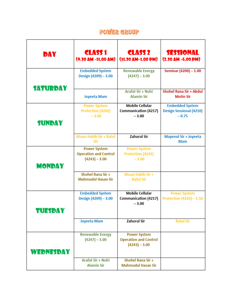 4-2 Online Class Routine | PDF